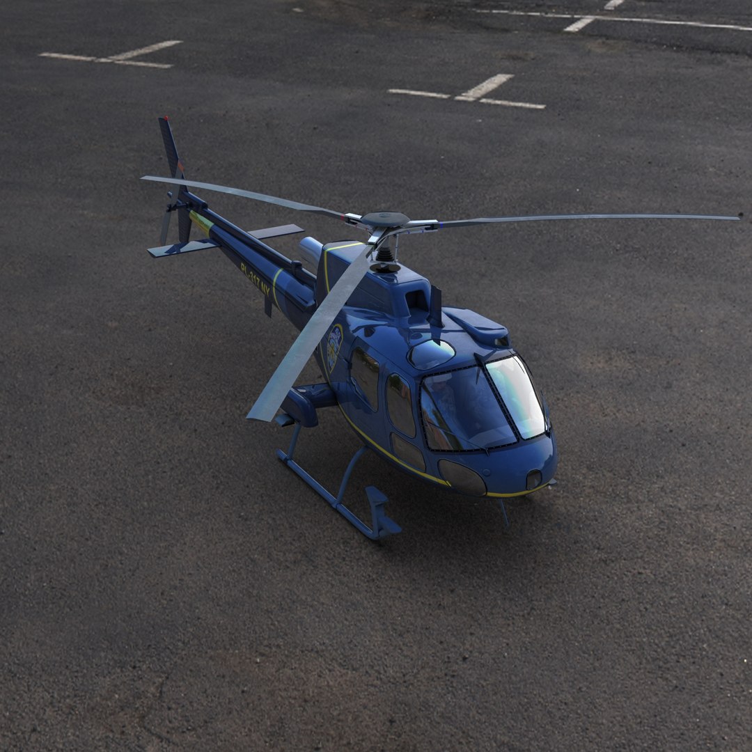 Police As350 Ecureuil Helicopter 3d Model