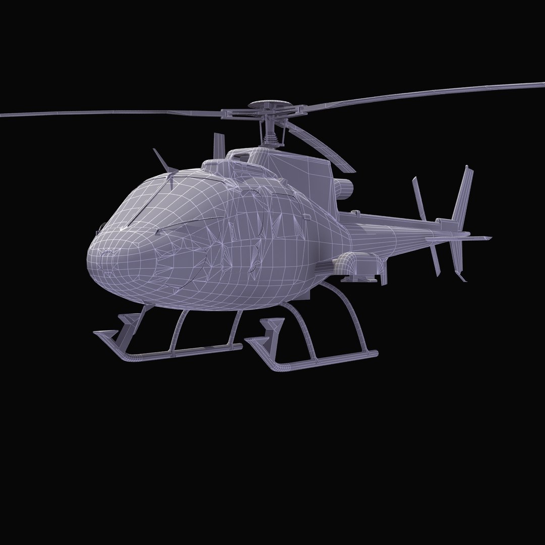 Police As350 Ecureuil Helicopter 3d Model