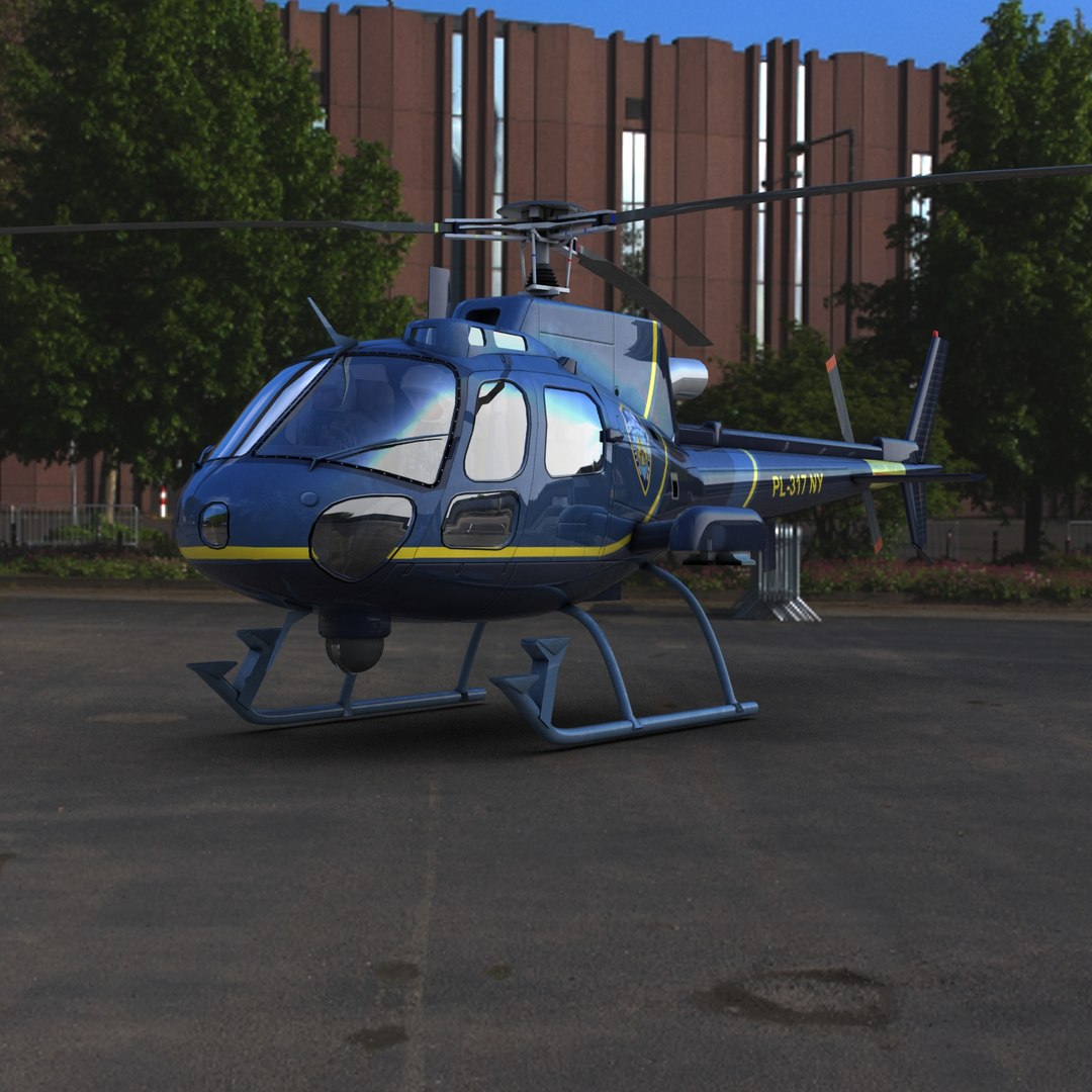 Police As350 Ecureuil Helicopter 3d Model