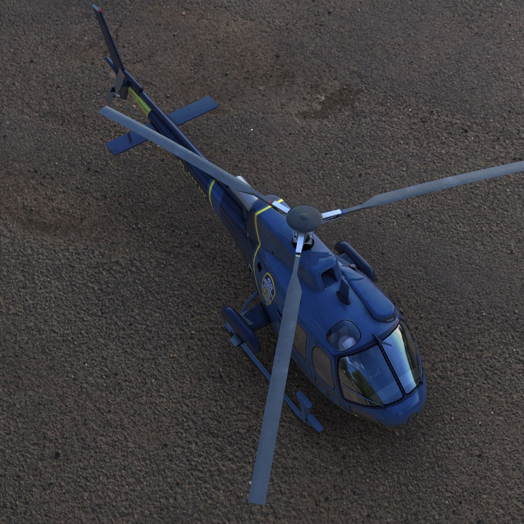 Police As350 Ecureuil Helicopter 3d Model