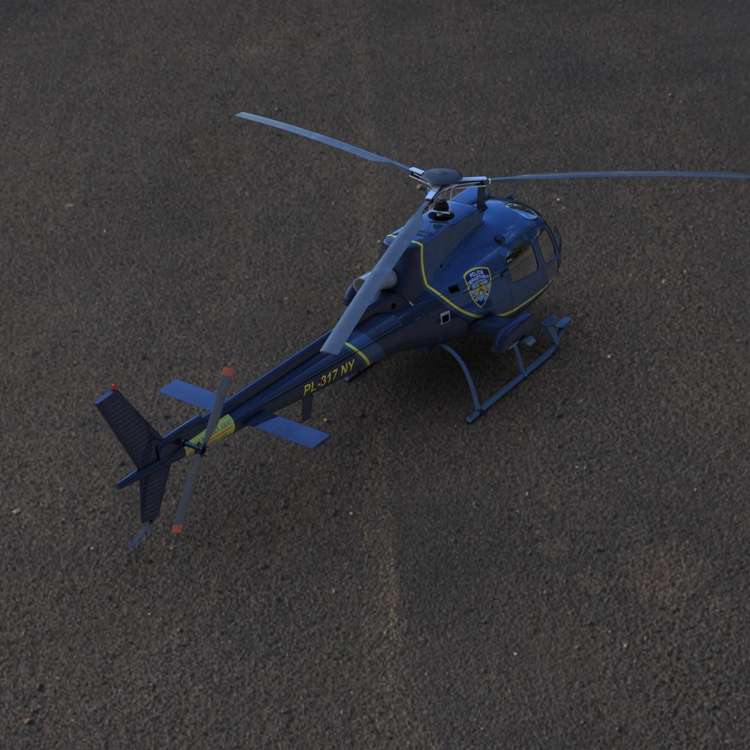 Police As350 Ecureuil Helicopter 3d Model