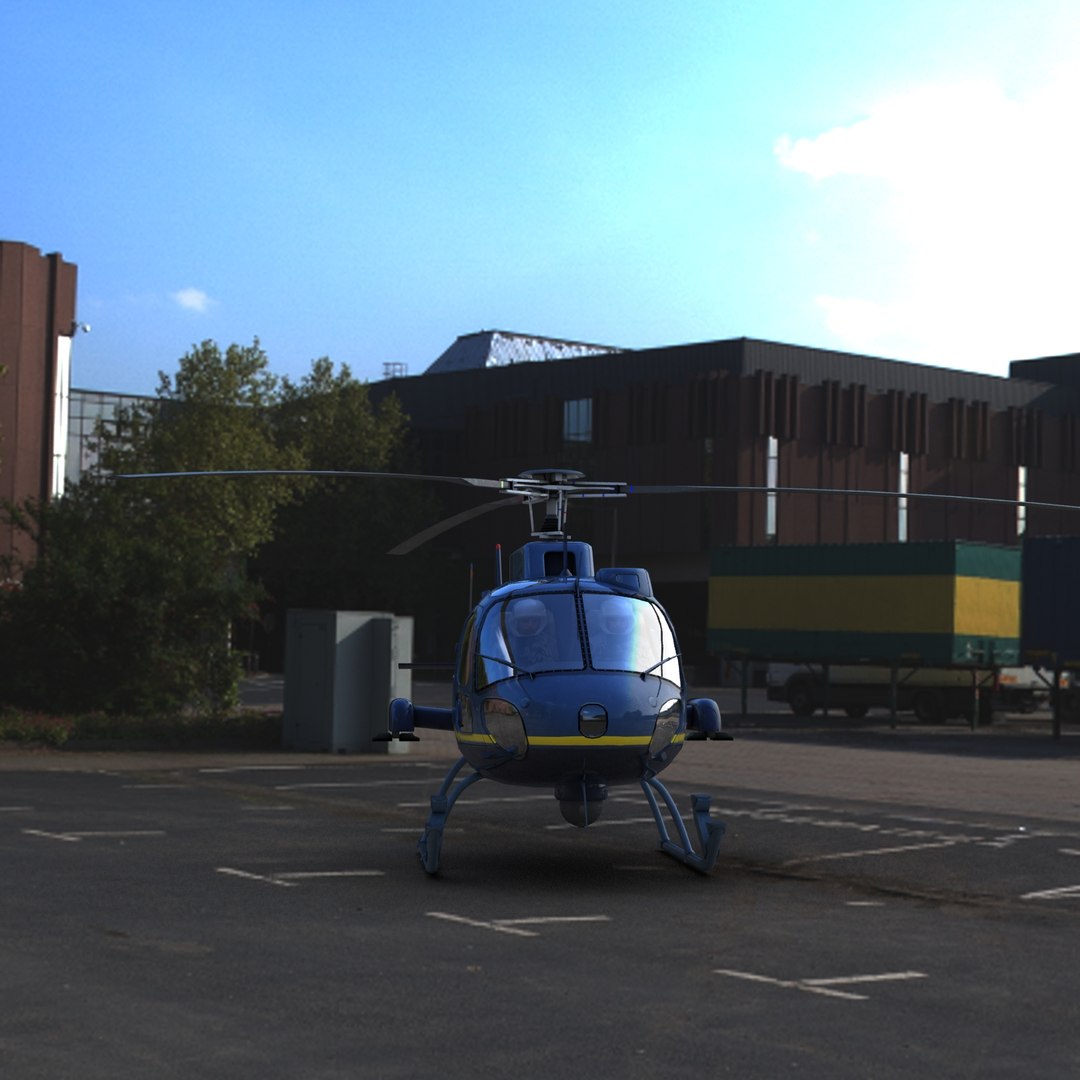 Police As350 Ecureuil Helicopter 3d Model