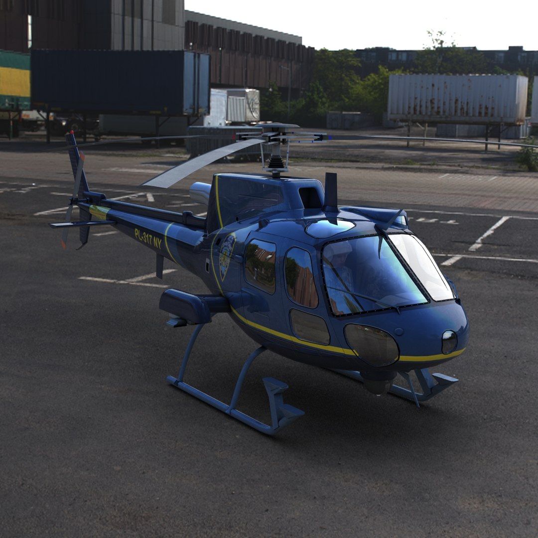 Police As350 Ecureuil Helicopter 3d Model