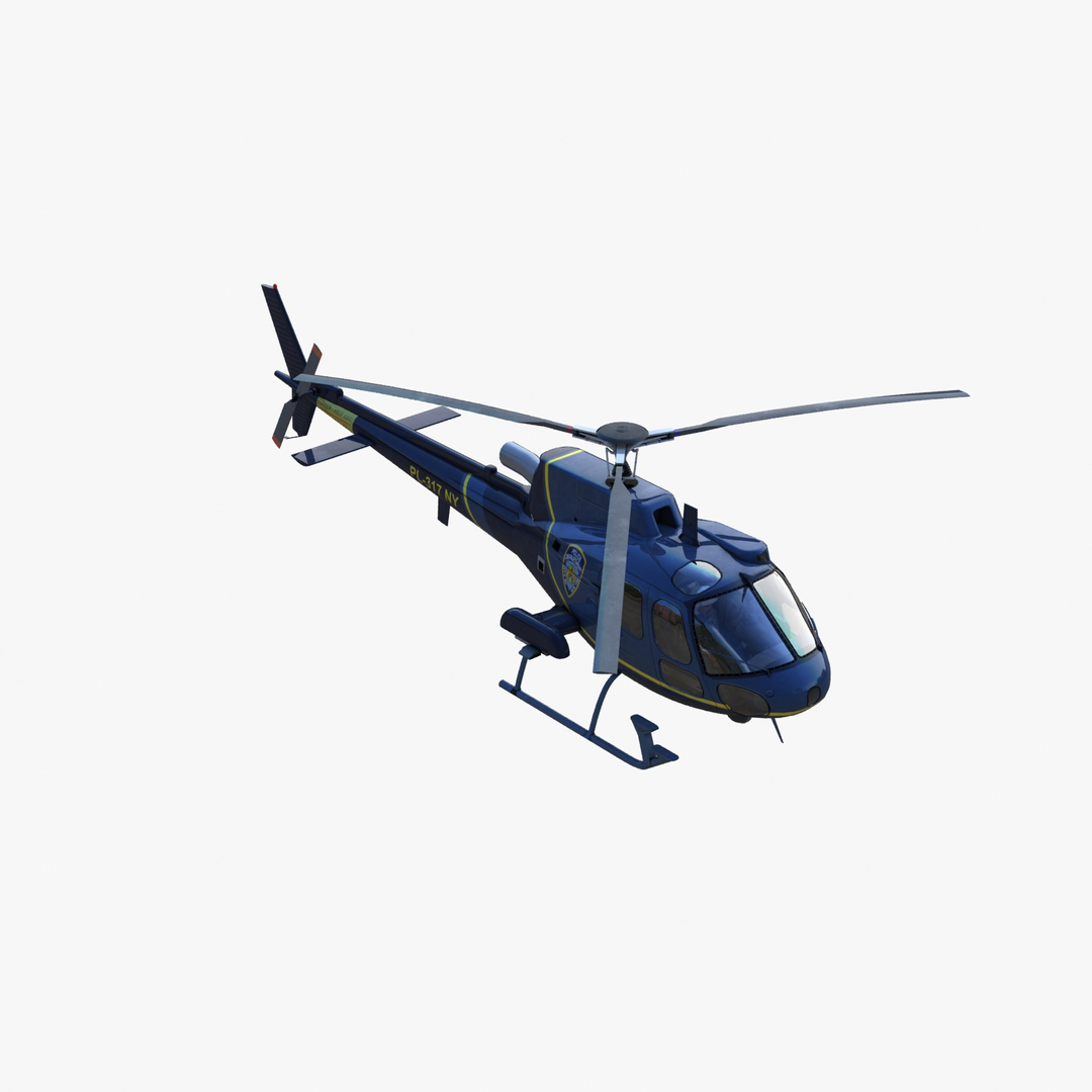 Police As350 Ecureuil Helicopter 3d Model