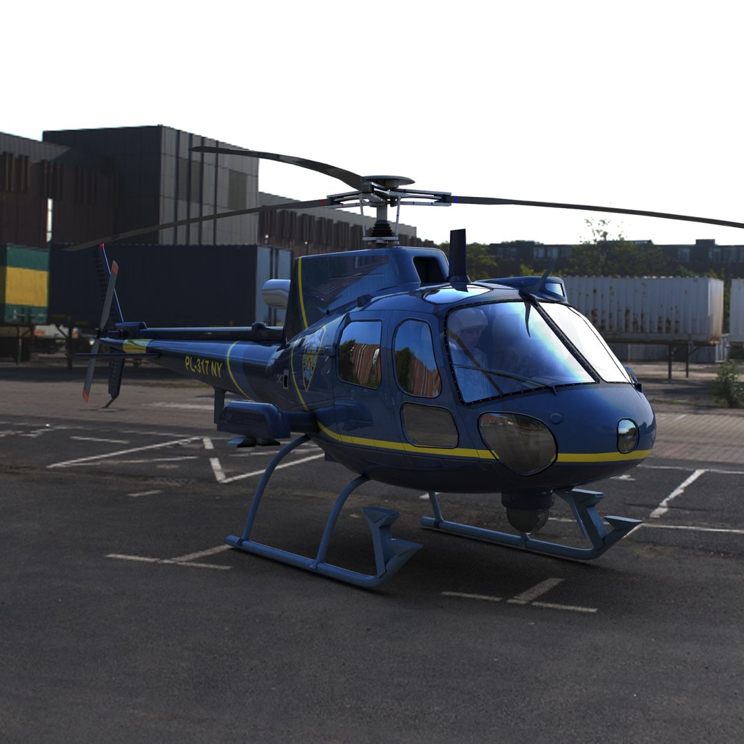Police As350 Ecureuil Helicopter 3d Model