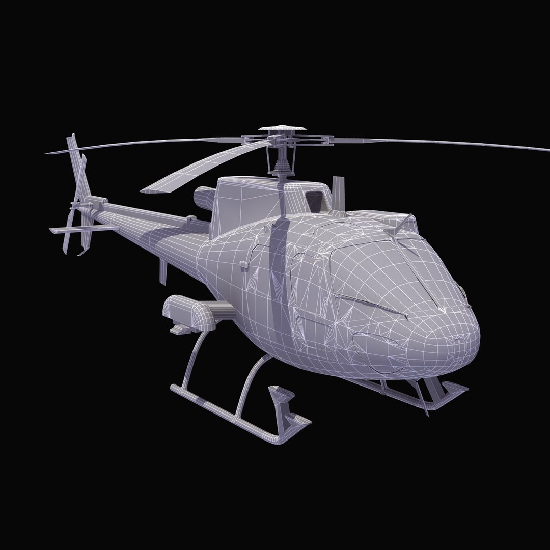 Police As350 Ecureuil Helicopter 3d Model