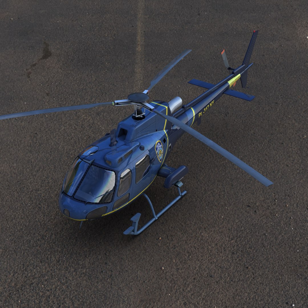 Police As350 Ecureuil Helicopter 3d Model