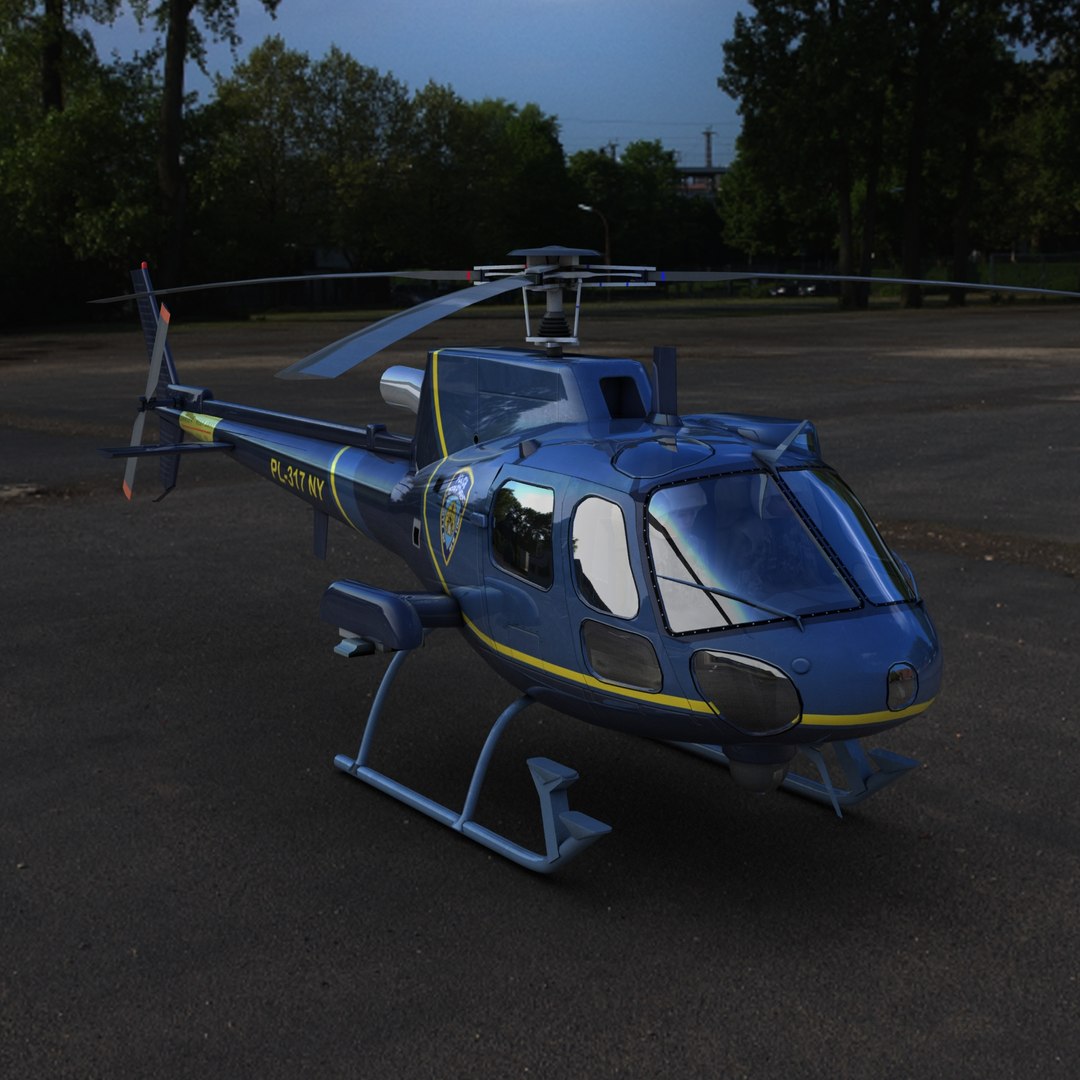 Police As350 Ecureuil Helicopter 3d Model