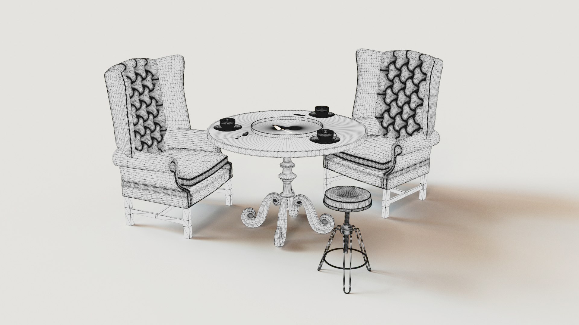 3D Cafe - Coffee Shop Chairs and Table Scene - Includes drag and drop ...