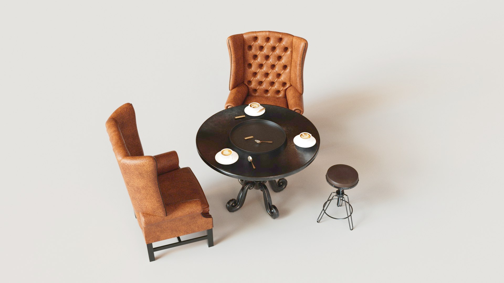 3D Cafe - Coffee Shop Chairs and Table Scene - Includes drag and drop ...