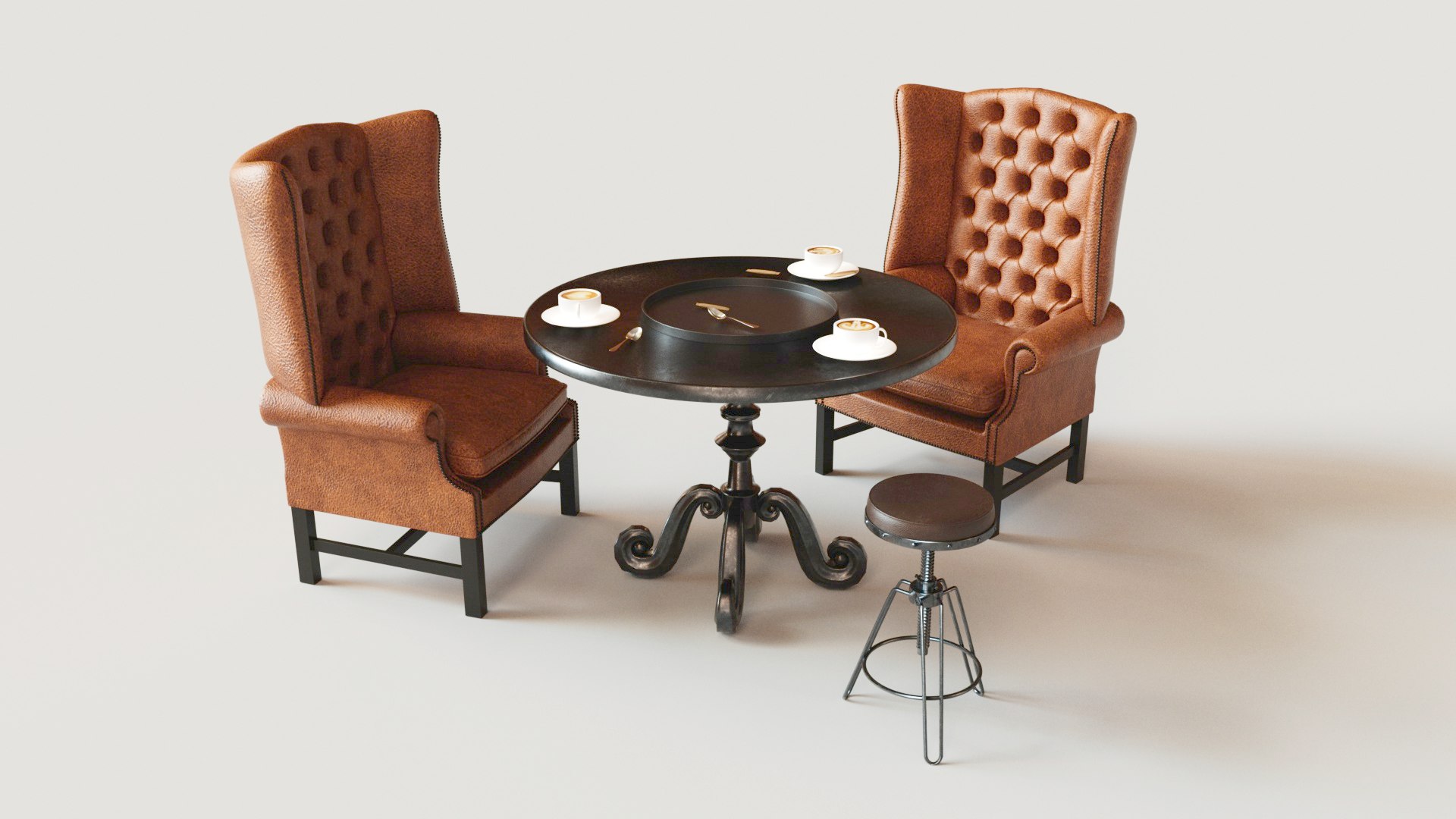 3D Cafe - Coffee Shop Chairs and Table Scene - Includes drag and drop ...