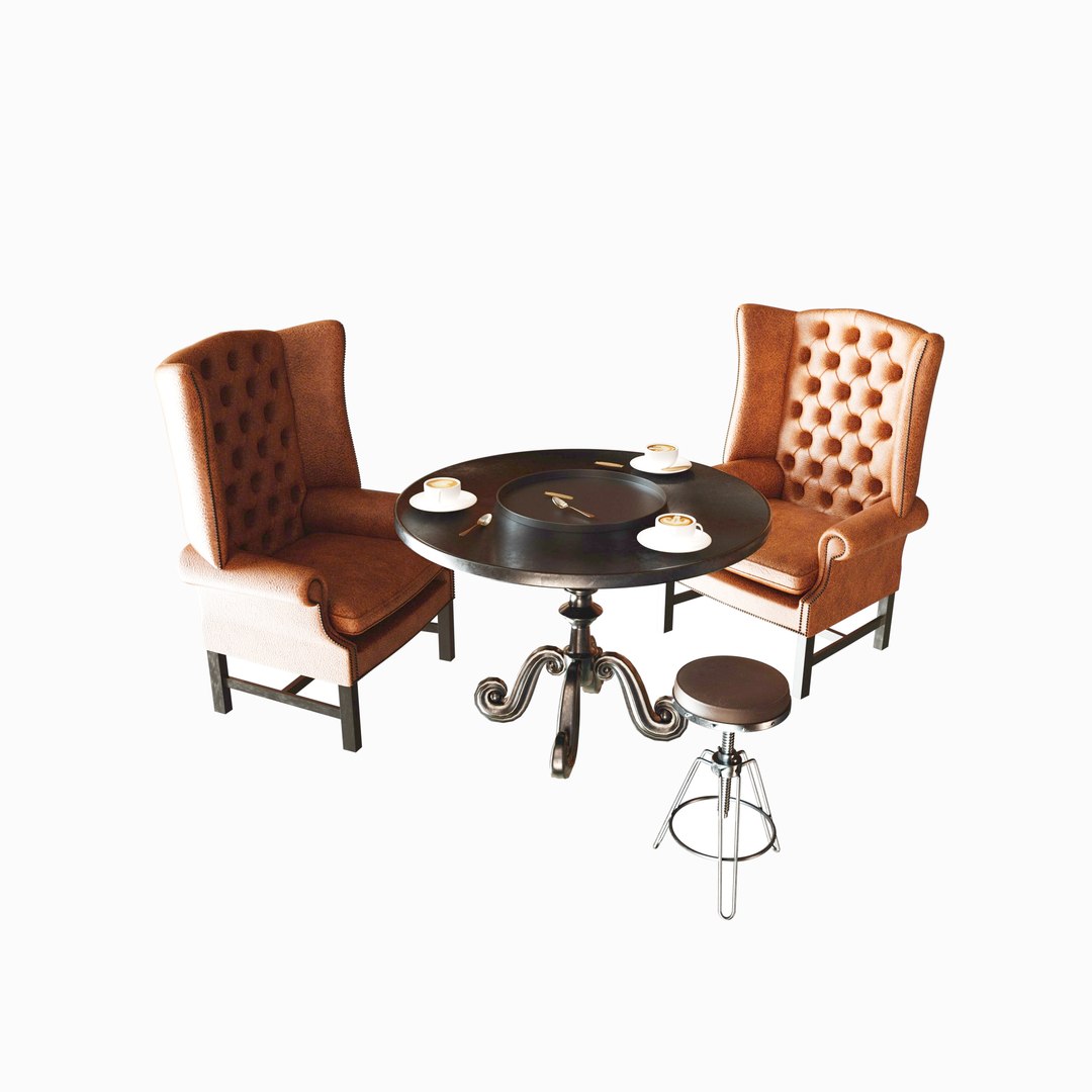 3D Cafe - Coffee Shop Chairs and Table Scene - Includes drag and drop ...