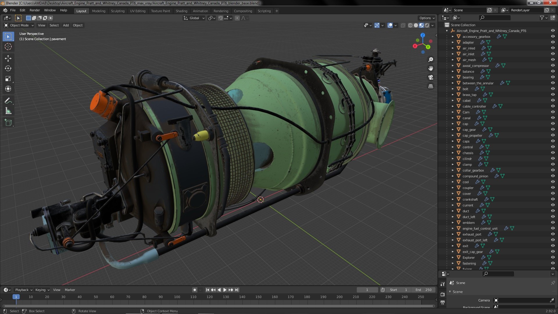 3D Aircraft Engine Pratt and Whitney Canada PT6 - TurboSquid 2079632