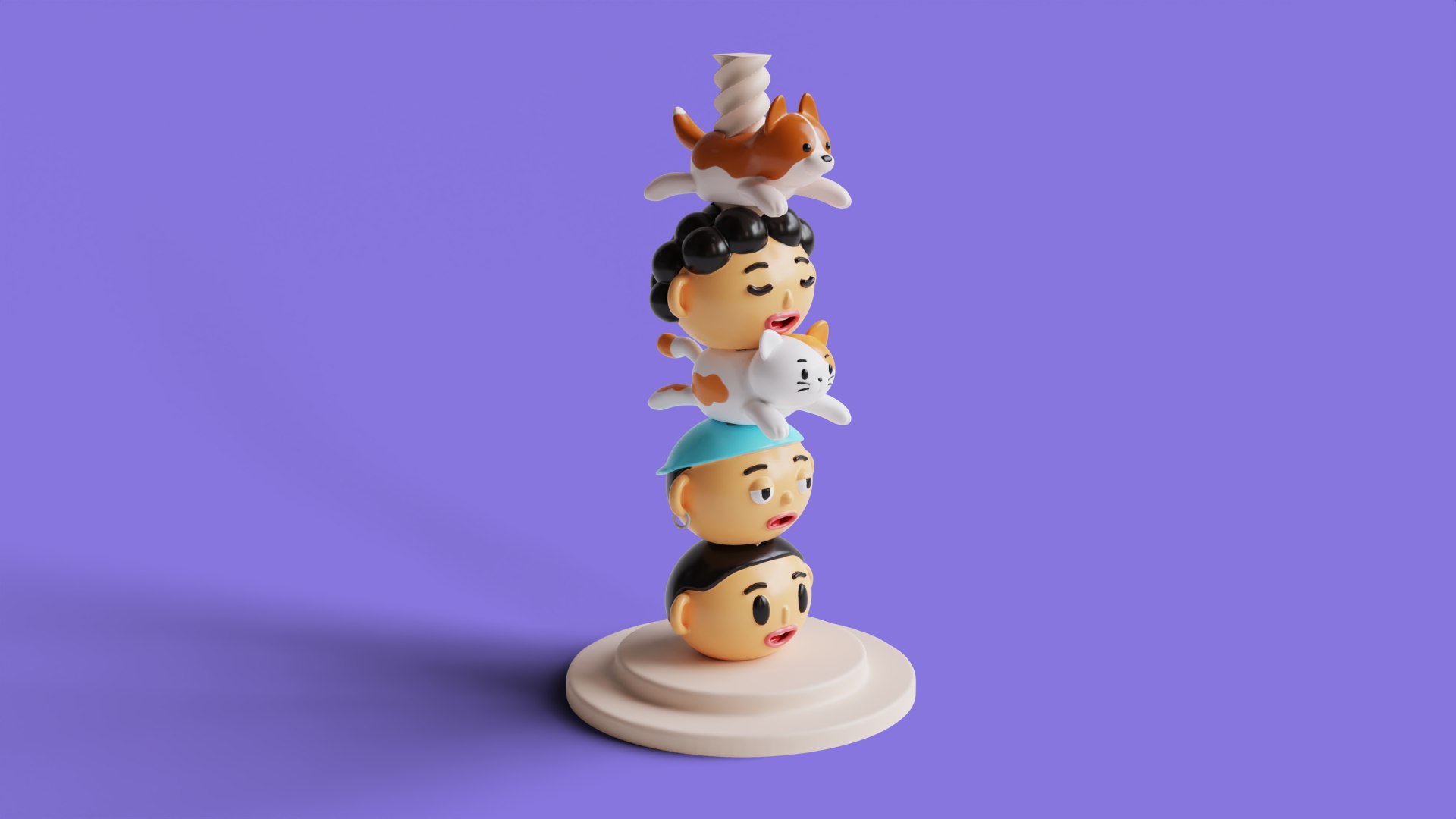 3D model Desk Toy with Screw Stand Cat Dog Faces - TurboSquid 2118925