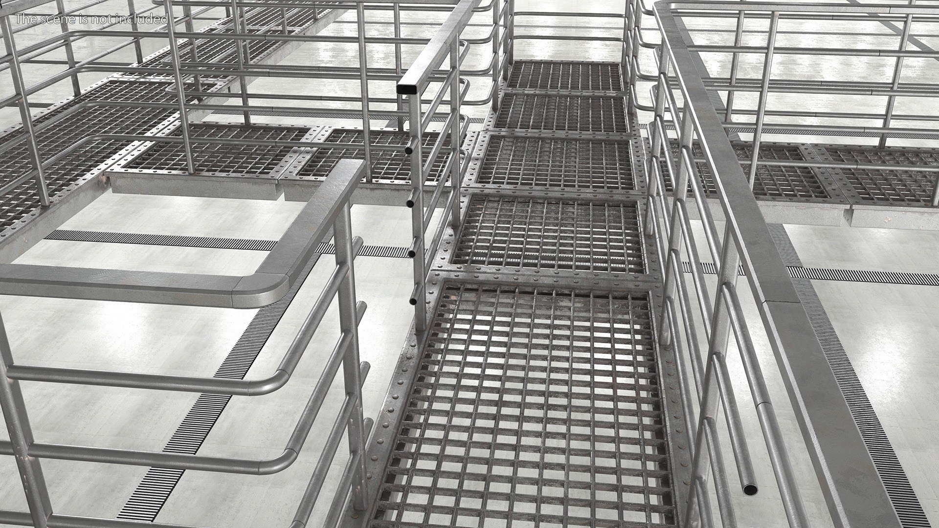 3D Straight Industrial Catwalk with Aisle model - TurboSquid 2167460