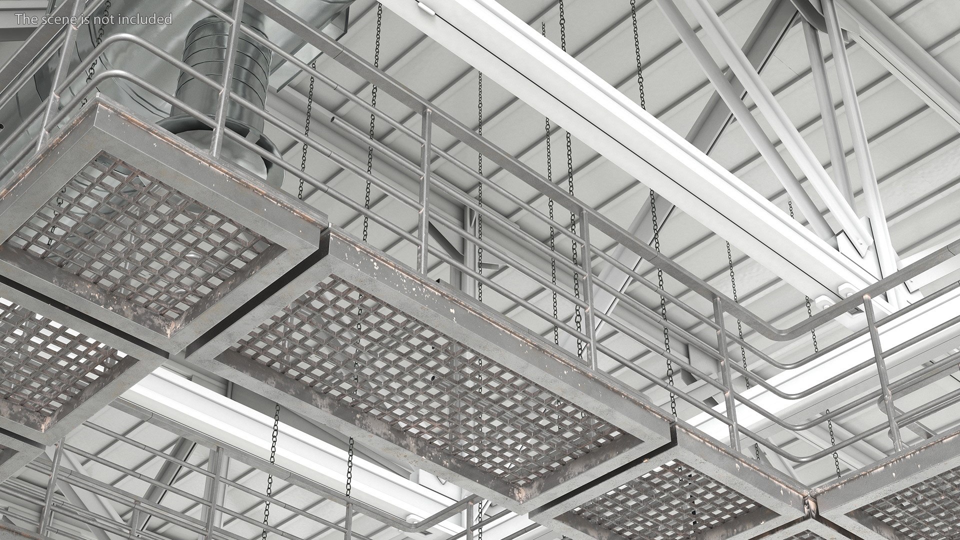 3D Straight Industrial Catwalk With Aisle Model - TurboSquid 2167460