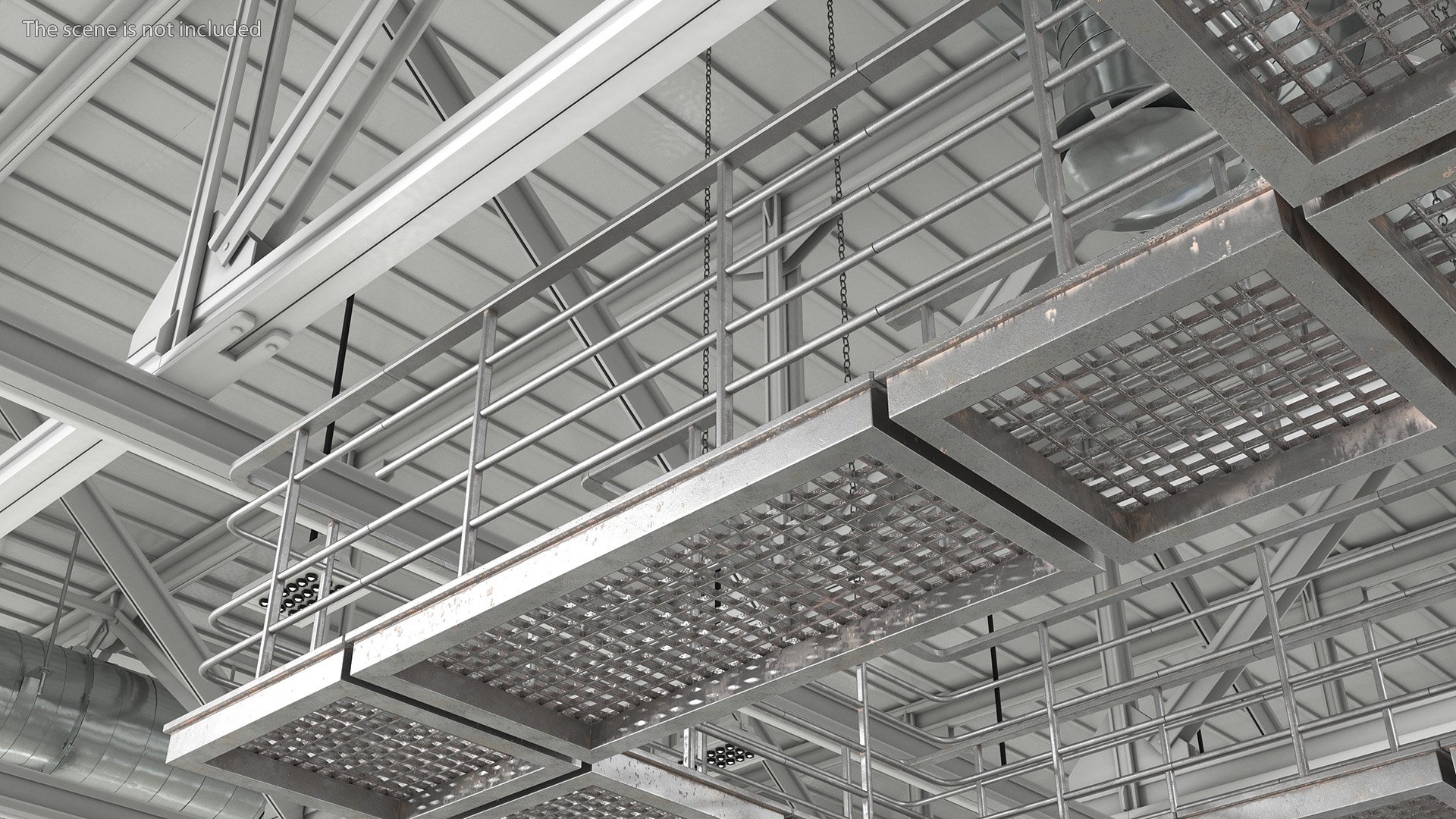 3D Straight Industrial Catwalk With Aisle Model - TurboSquid 2167460