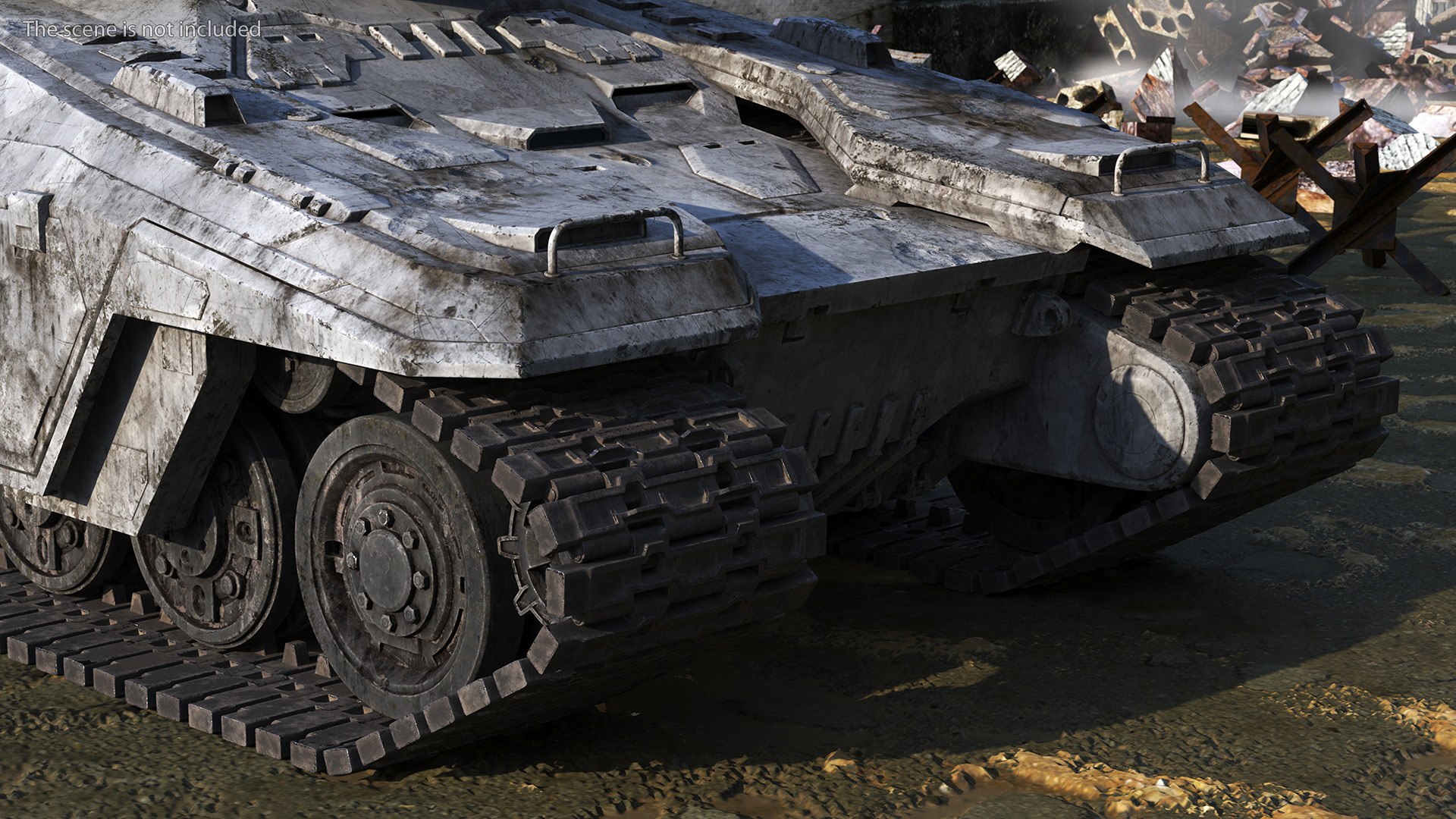 Futuristic Battle Tank With Damage Rigged For Maya 3D Model ...