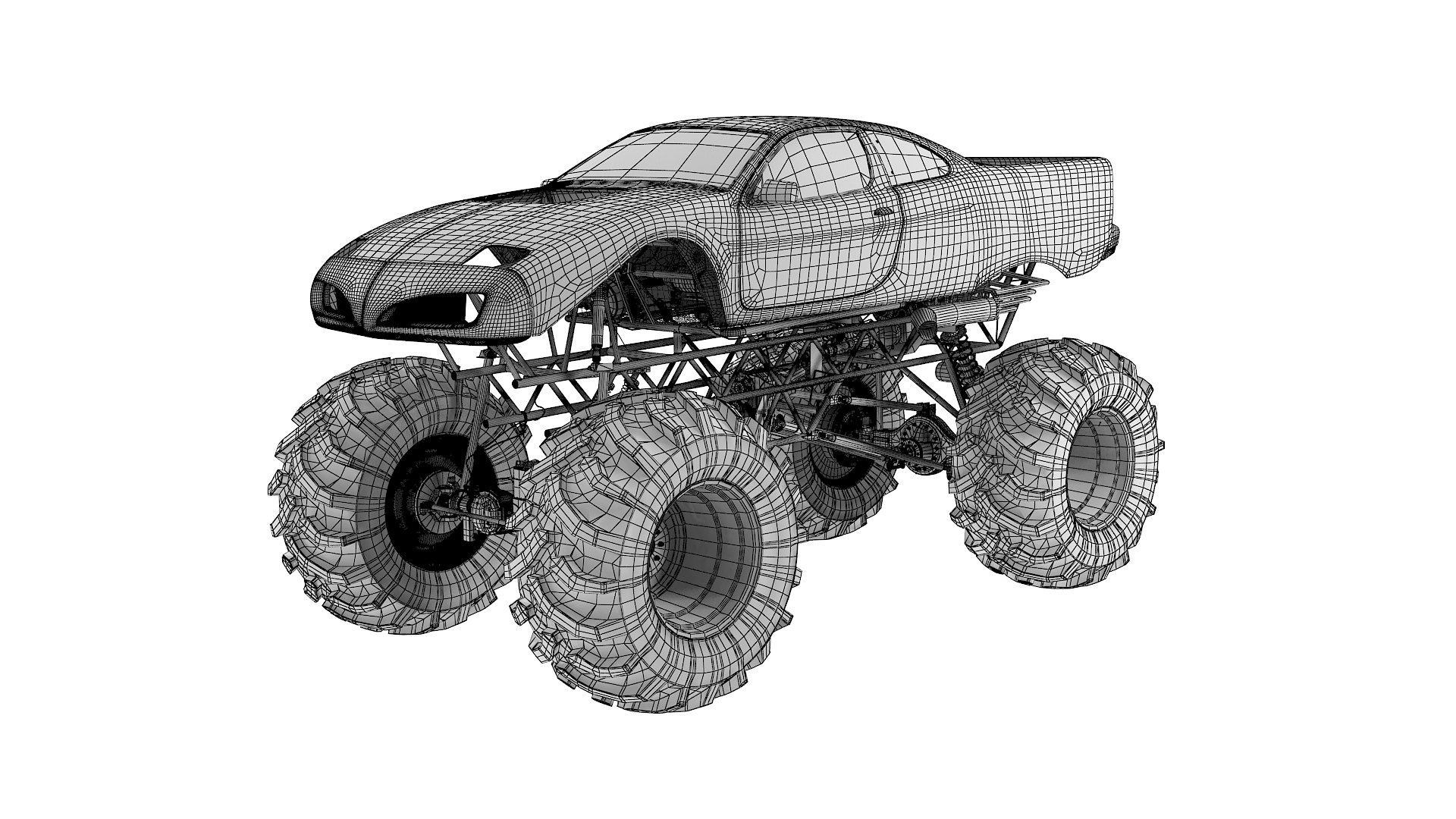 Monster Wheel Car Model - TurboSquid 1703051
