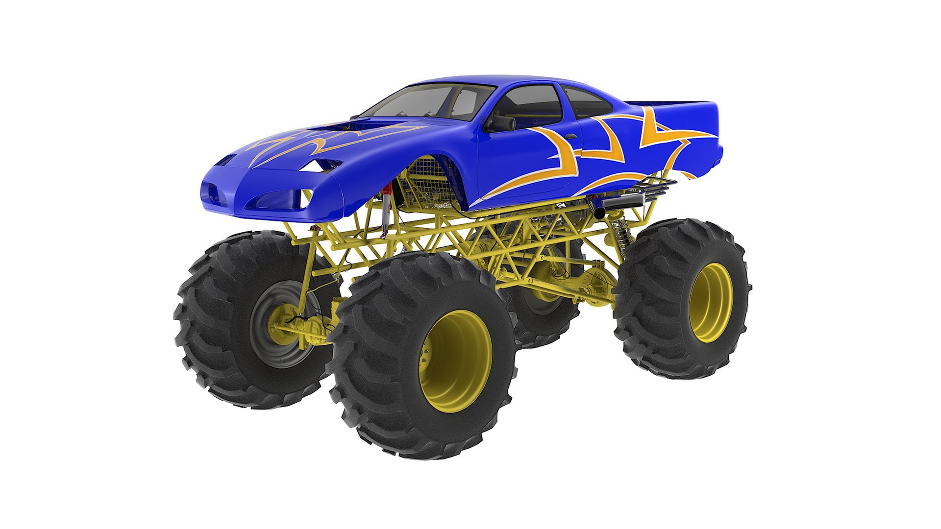 Monster Wheel Car Model - TurboSquid 1703051