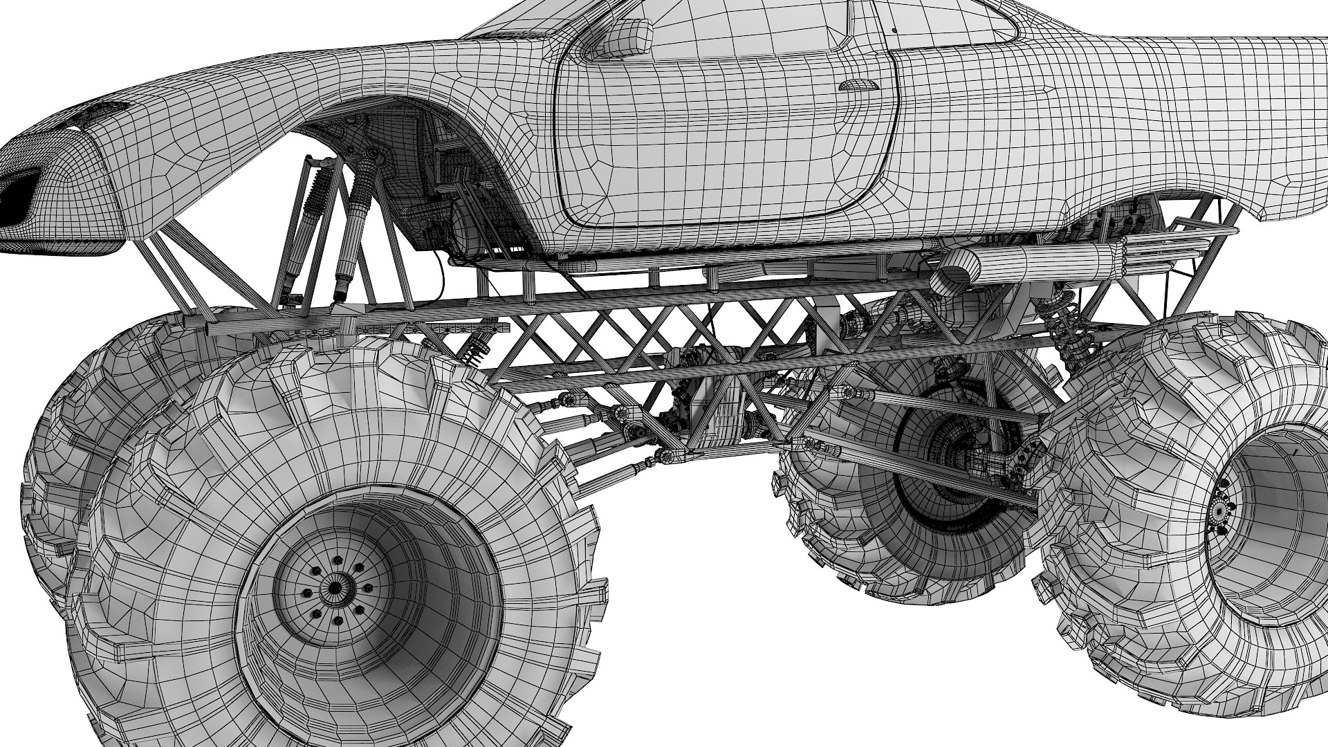 Monster Wheel Car Model - TurboSquid 1703051