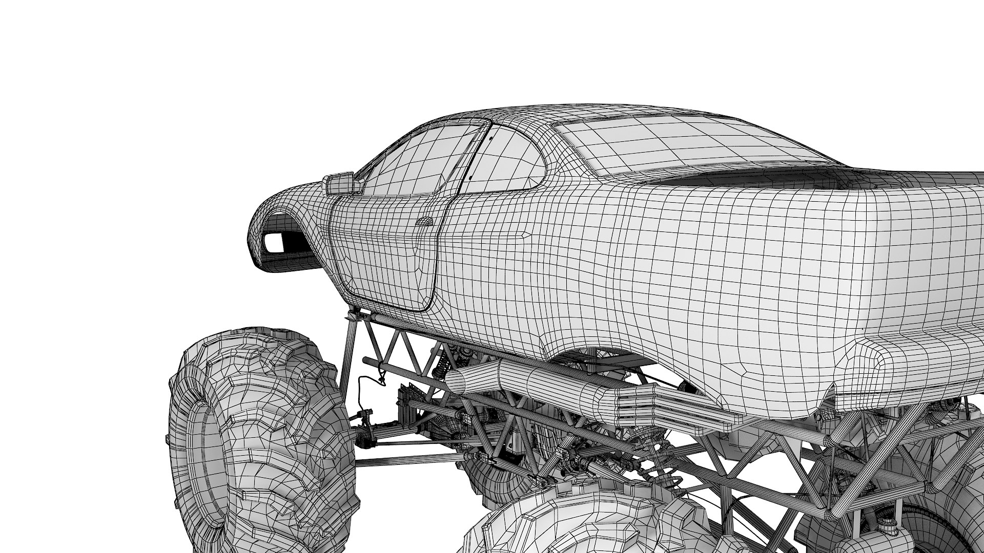 Monster Wheel Car Model - TurboSquid 1703051