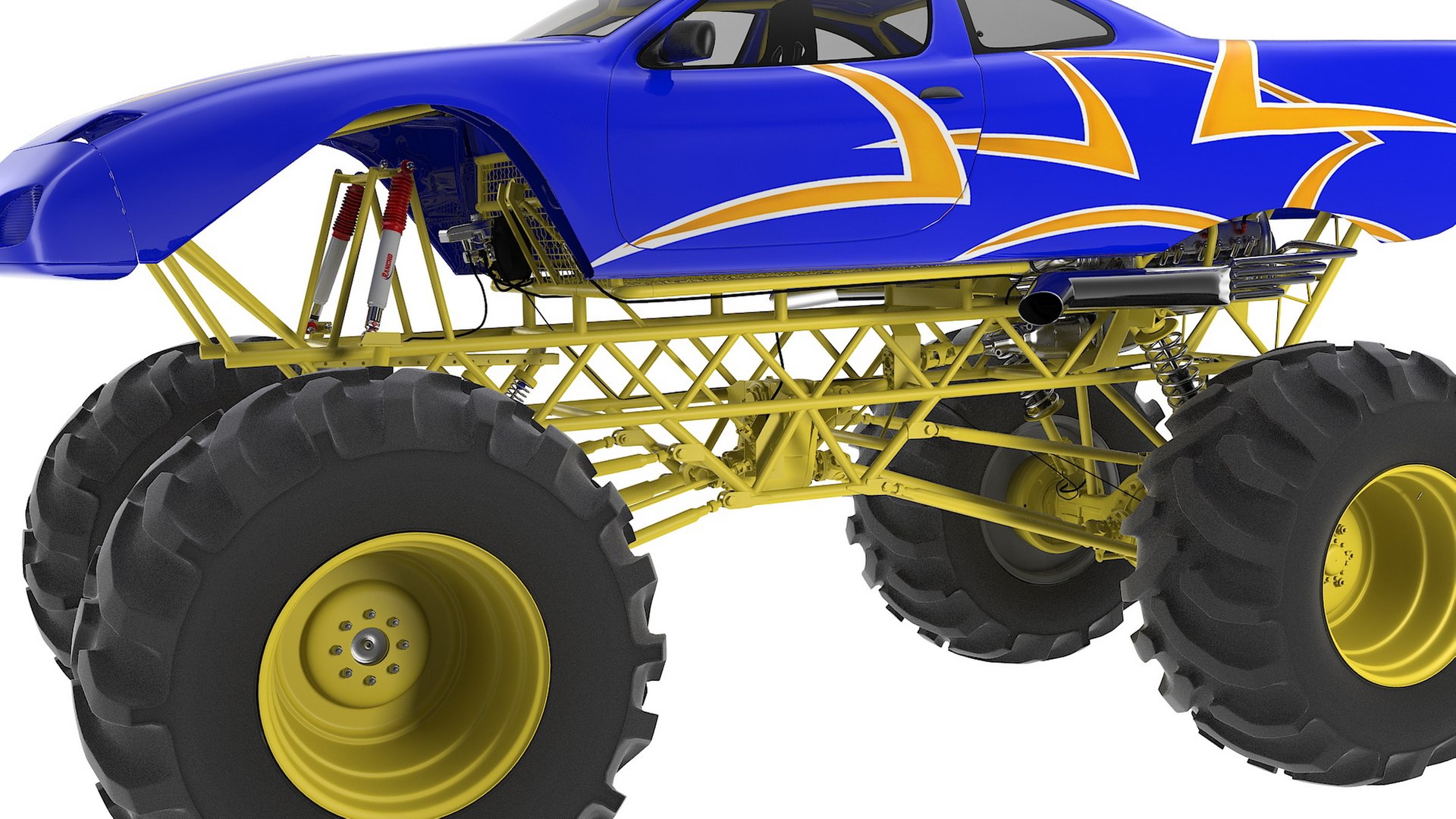 Monster Wheel Car Model - TurboSquid 1703051