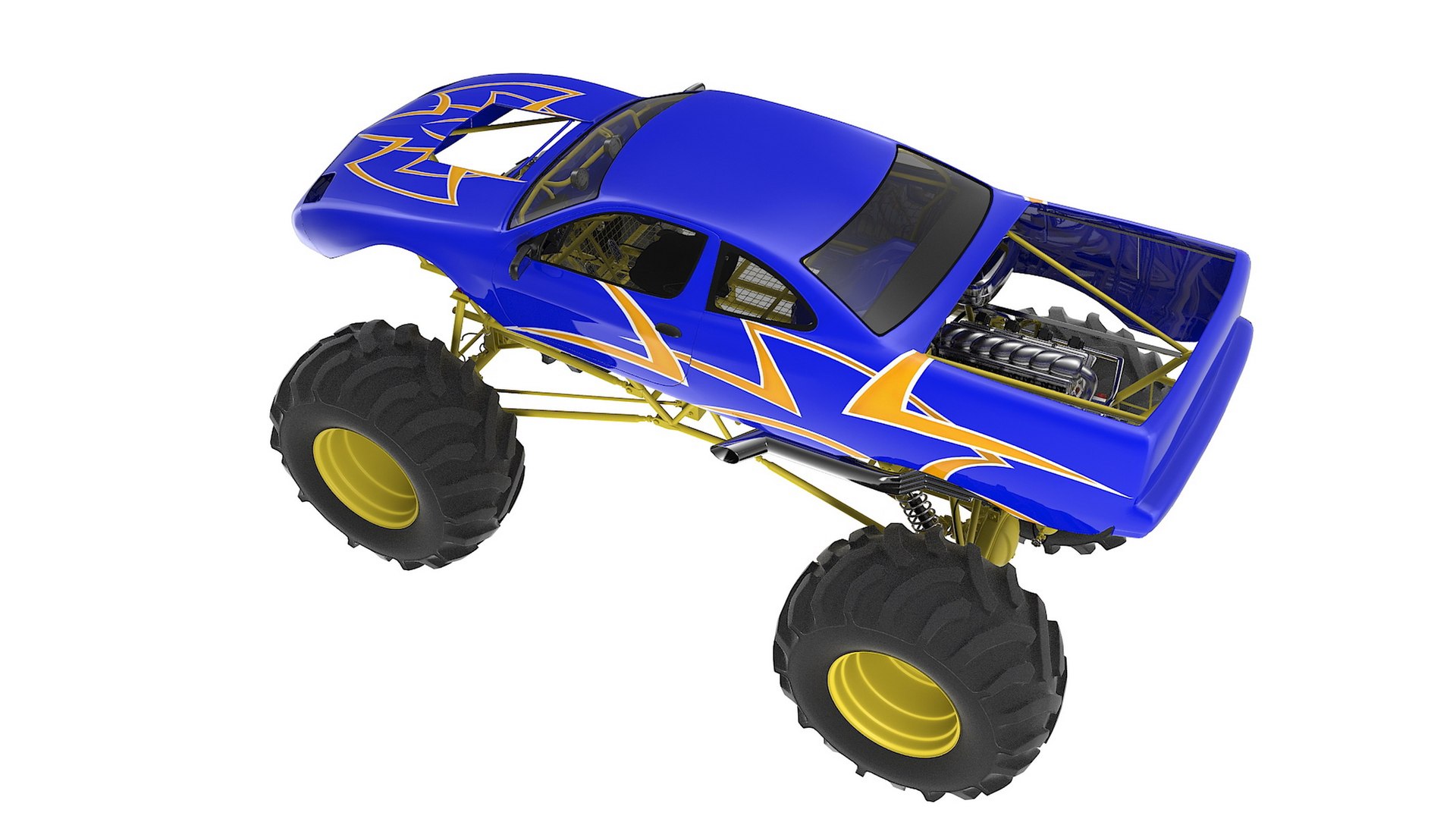 Monster Wheel Car Model - TurboSquid 1703051