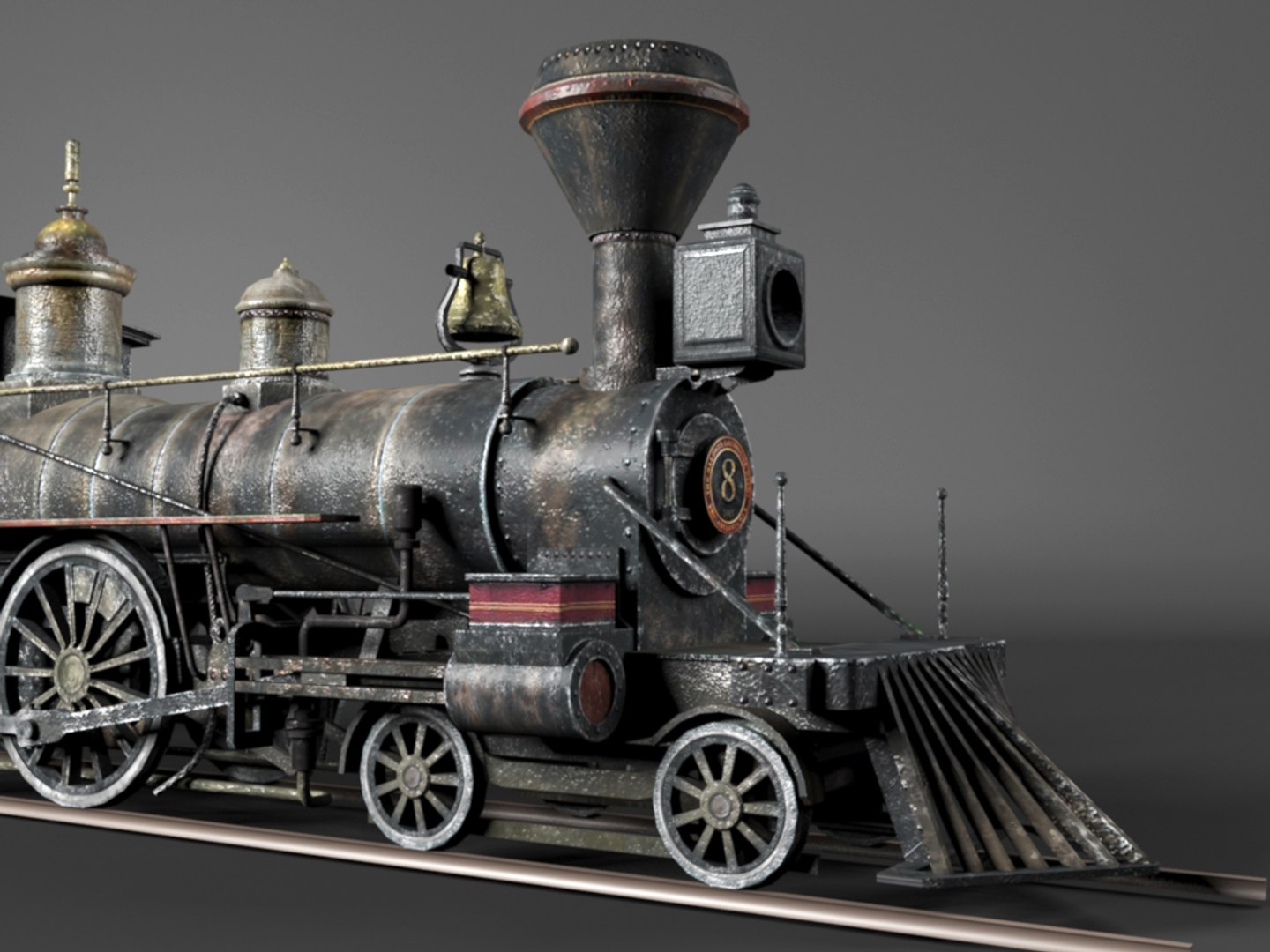 Historical American Steam Locomotive 3d Model
