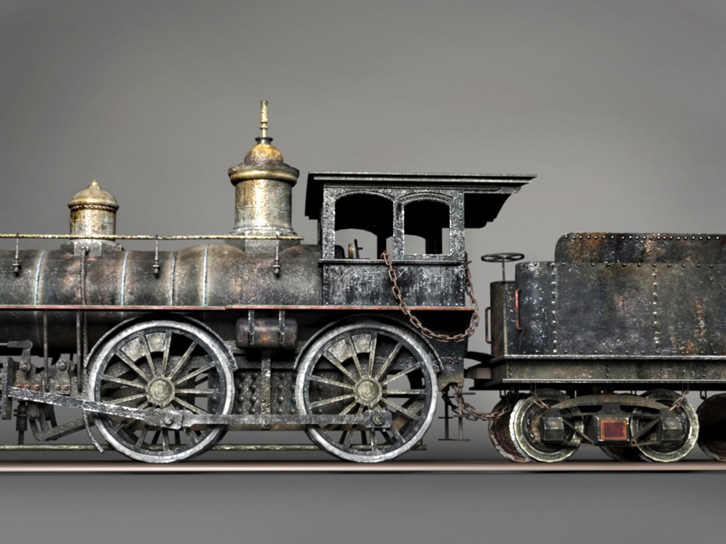 Historical American Steam Locomotive 3d Model