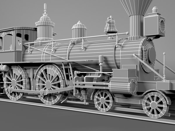 historical american steam locomotive 3d model