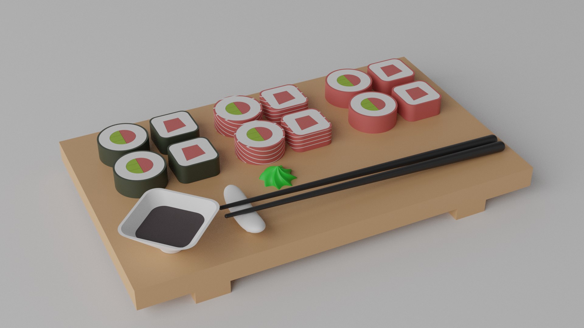 Cartoon Sushi Japanese Food Set 3D Model - TurboSquid 1895648