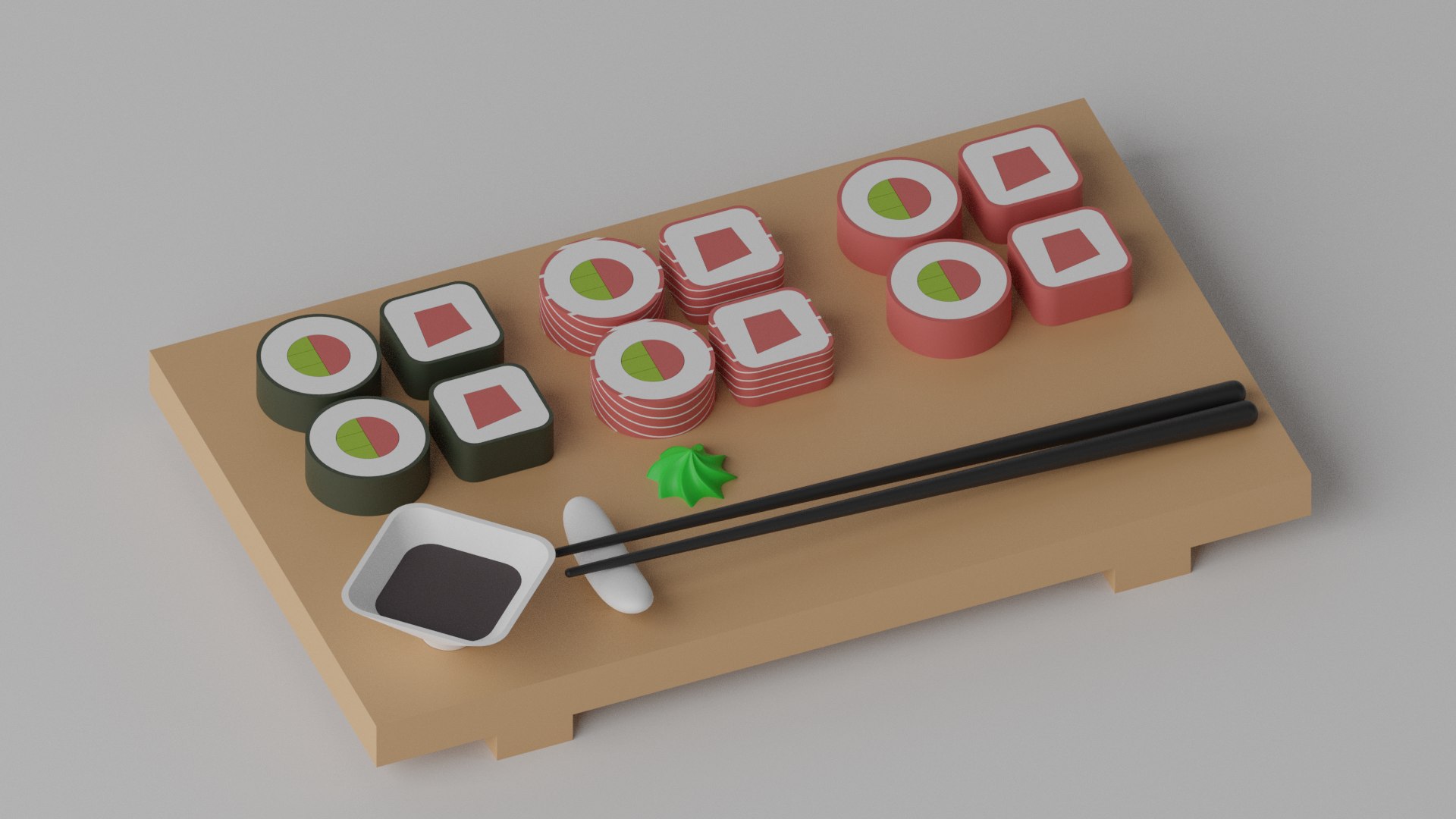 Cartoon Sushi Japanese Food Set 3D Model - TurboSquid 1895648