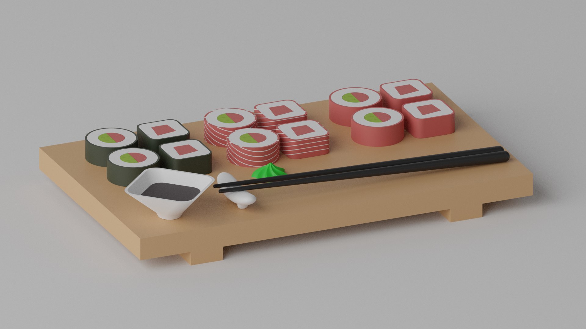 Cartoon Sushi Japanese Food Set 3D Model - TurboSquid 1895648