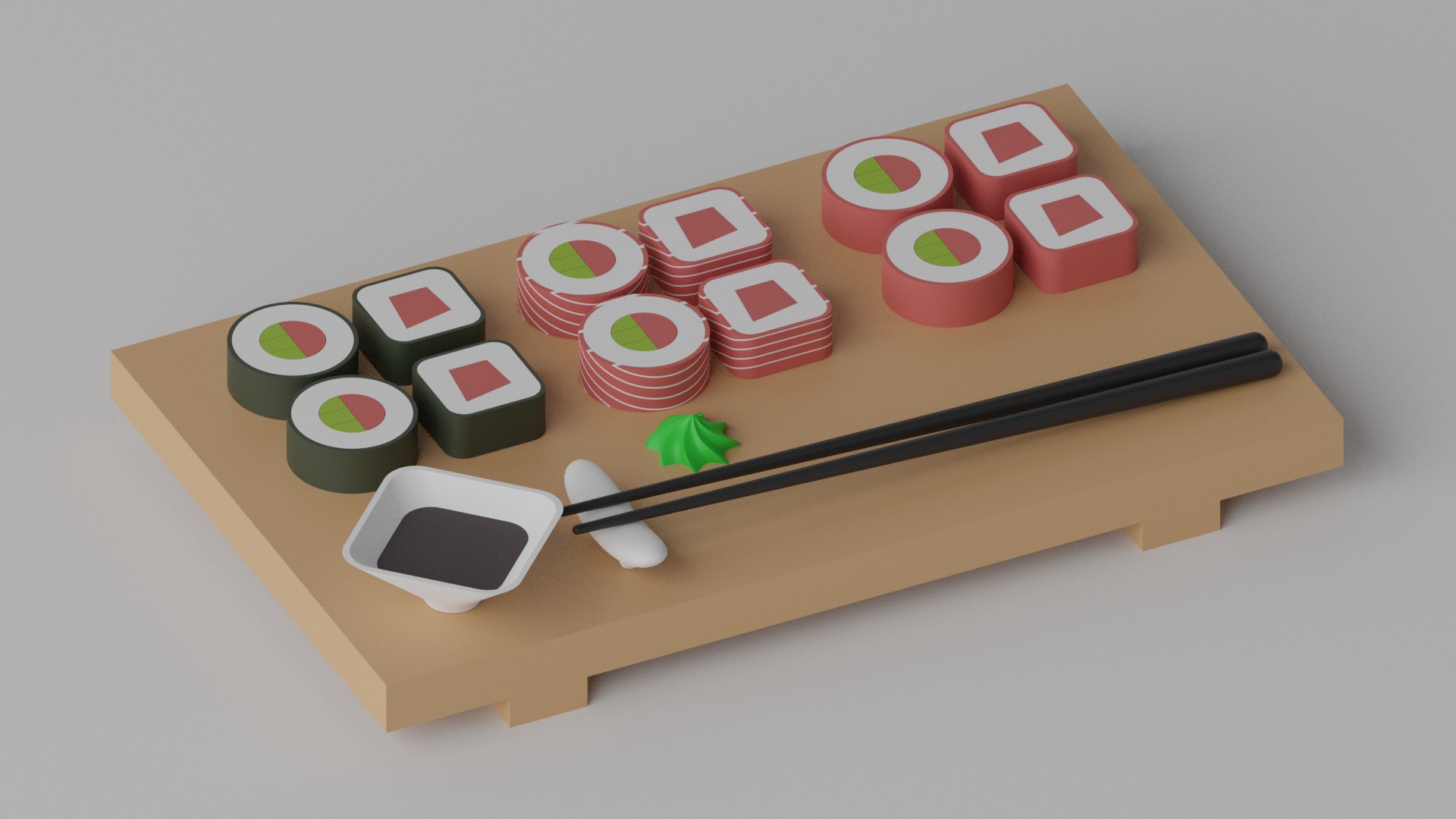 Cartoon Sushi Japanese Food Set 3D Model - TurboSquid 1895648