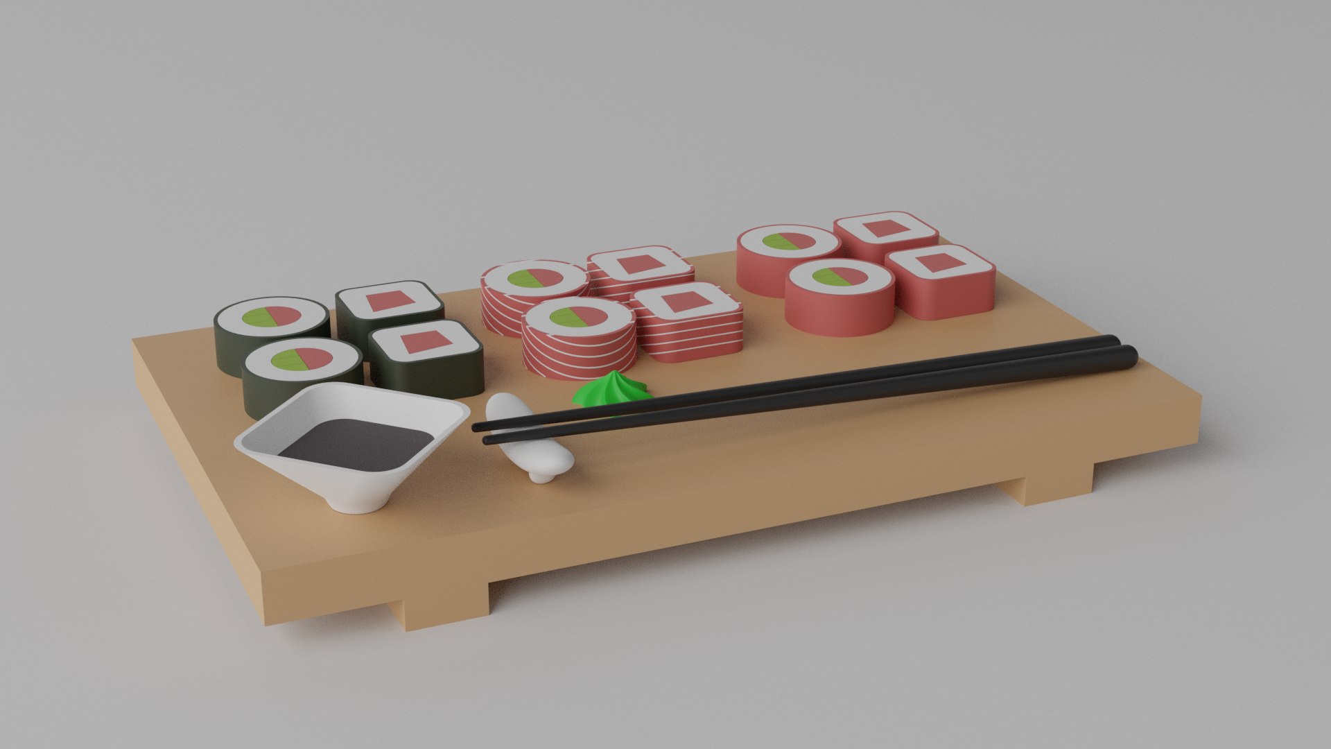 Cartoon Sushi Japanese Food Set 3D Model - TurboSquid 1895648