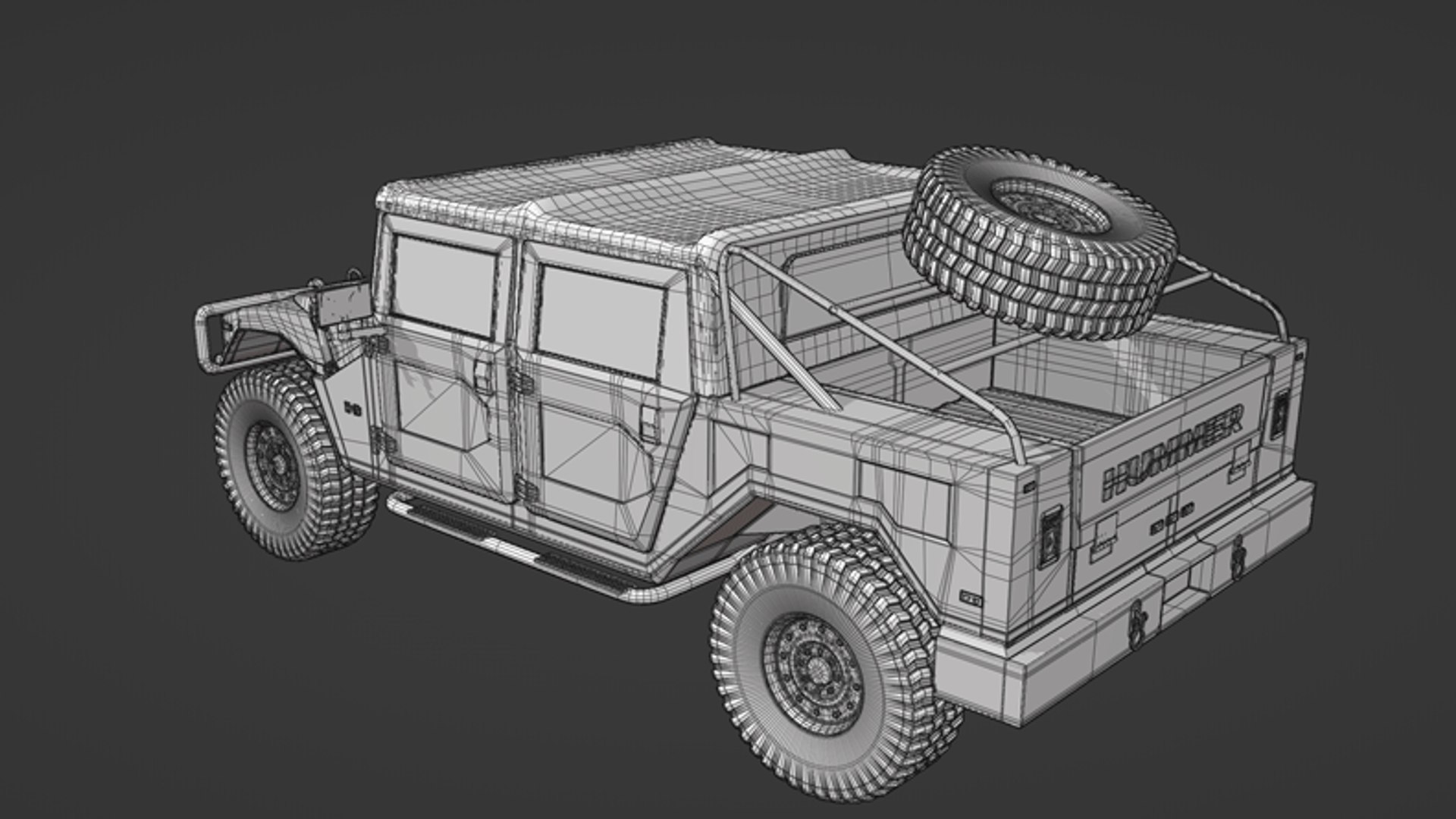 3D HUMMER H1 PICKUP SOFT ROOF FOR SUBDIV Model - TurboSquid 2033420