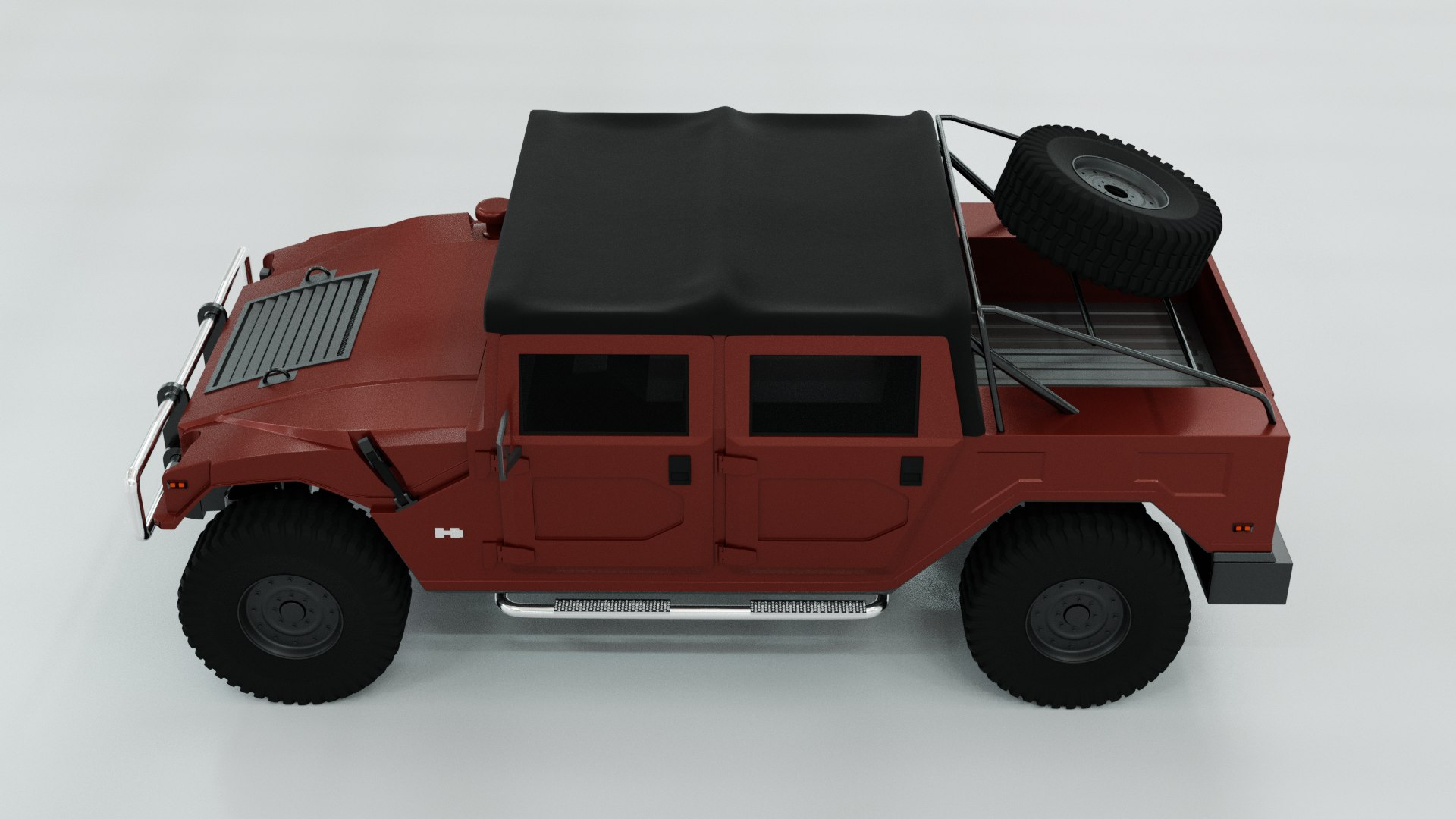 3D HUMMER H1 PICKUP SOFT ROOF FOR SUBDIV Model - TurboSquid 2033420