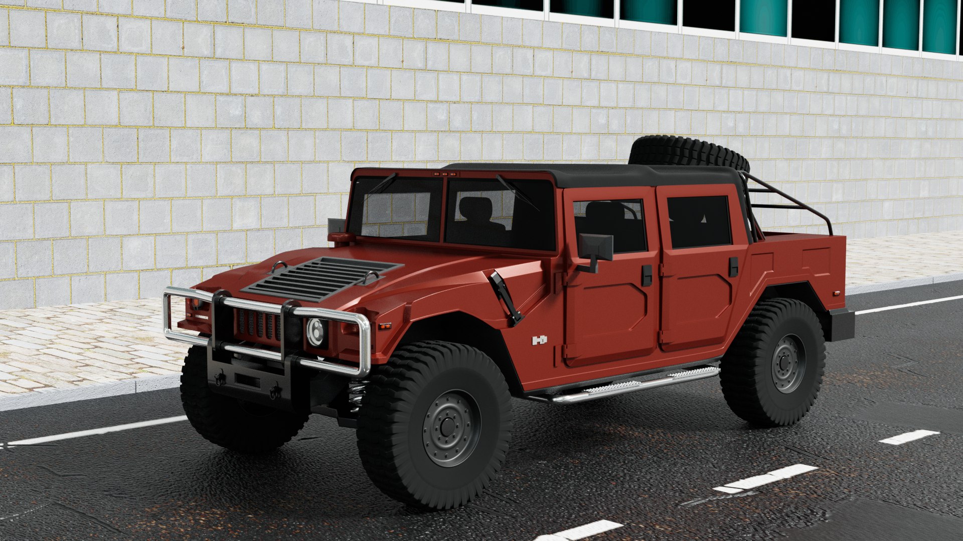 3D HUMMER H1 PICKUP SOFT ROOF FOR SUBDIV Model - TurboSquid 2033420
