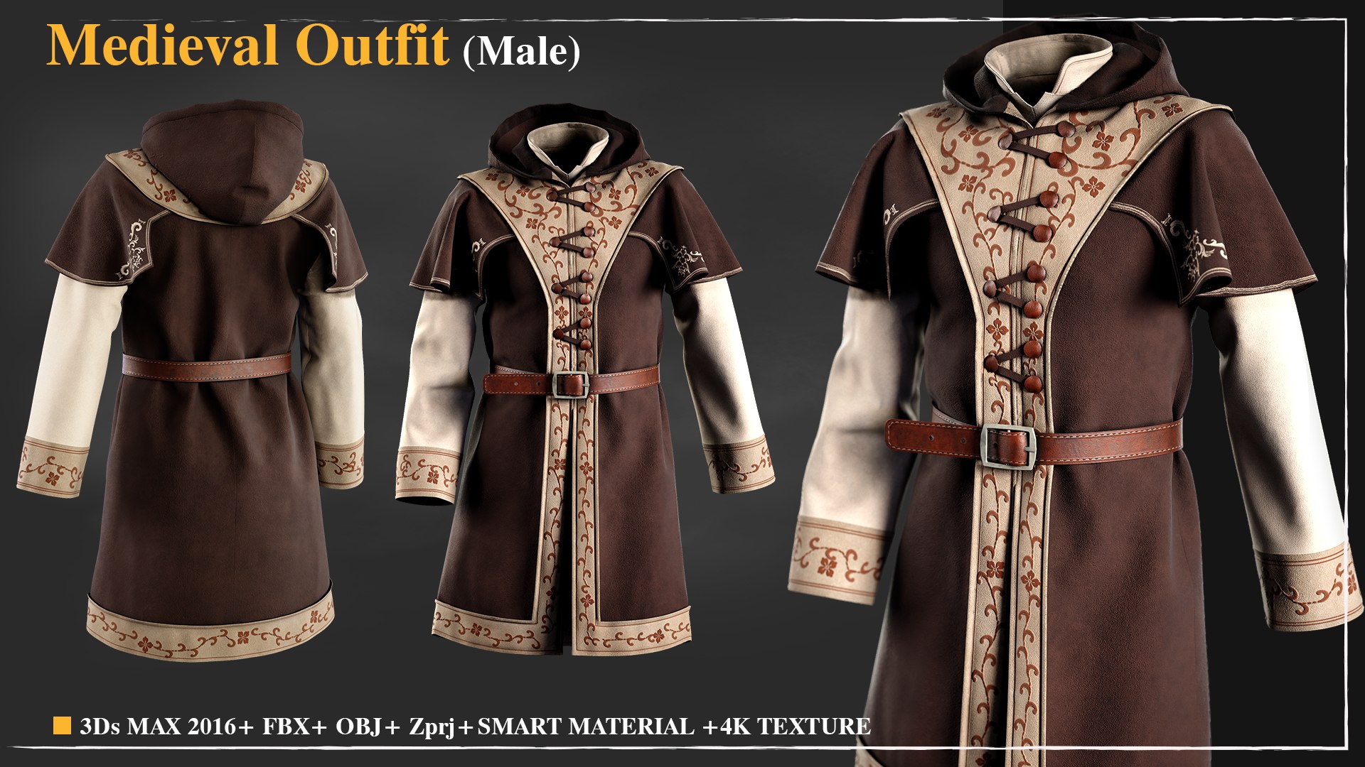 3D Medieval Outfit Male - TurboSquid 2215659