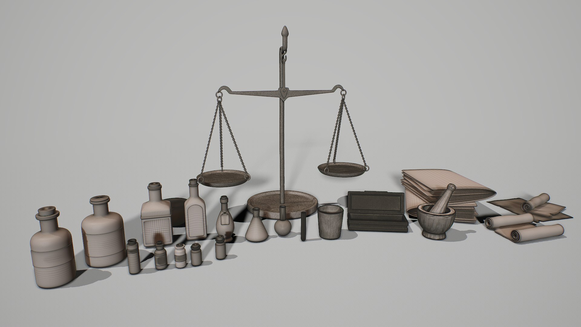 Props Scales Bottles 3D Model - TurboSquid 1663607
