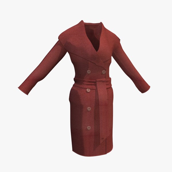 3d womans red winter coat model