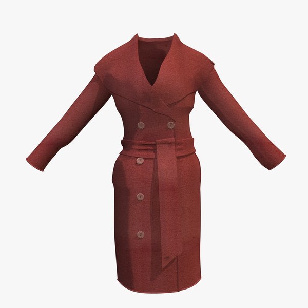 3d womans red winter coat model