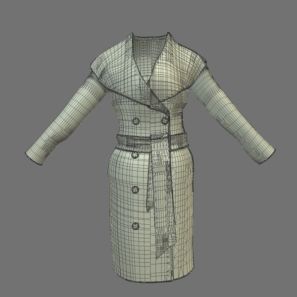 3d womans red winter coat model
