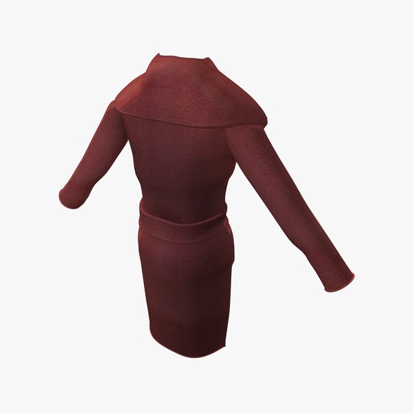 3d womans red winter coat model