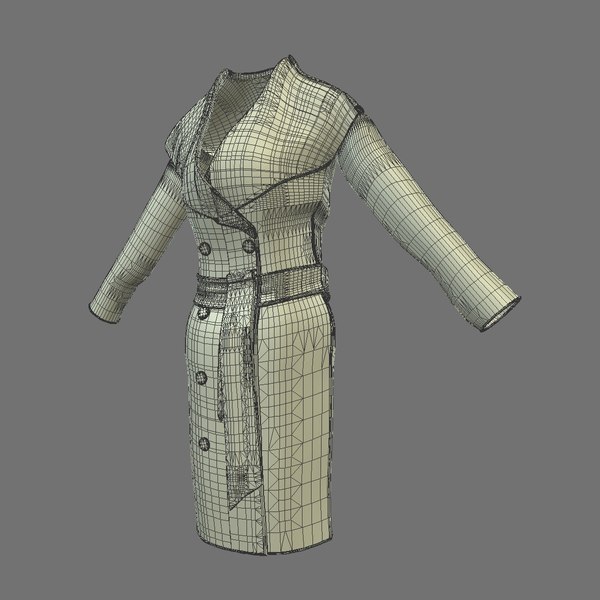 3d womans red winter coat model