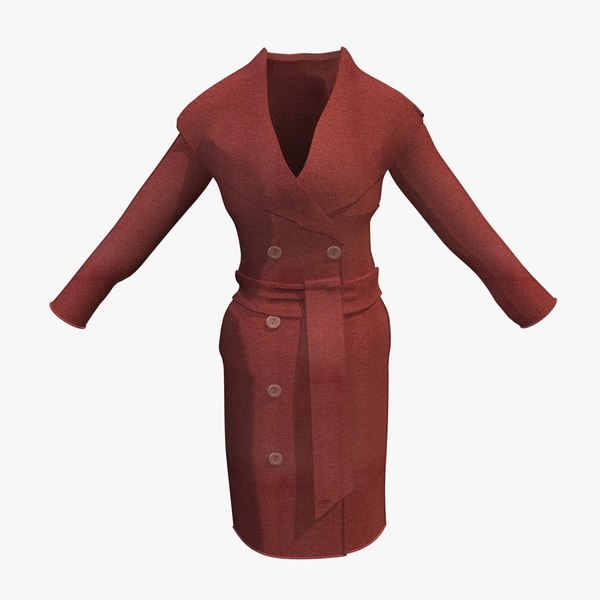 3d womans red winter coat model