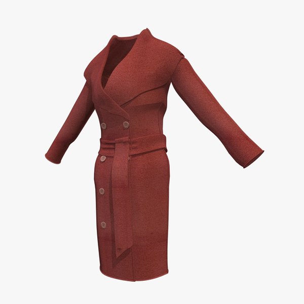 3d womans red winter coat model