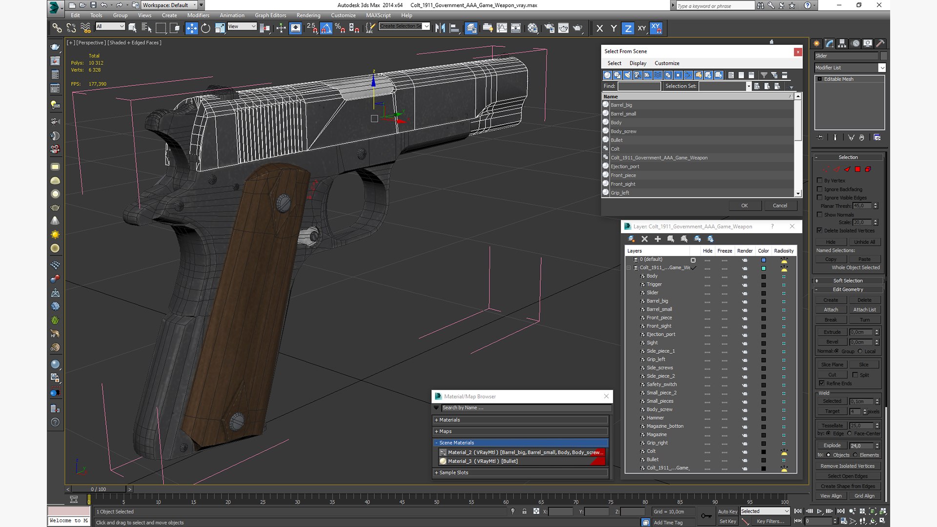 3D Model Colt 1911 Government AAA Game Weapon - TurboSquid 2099630