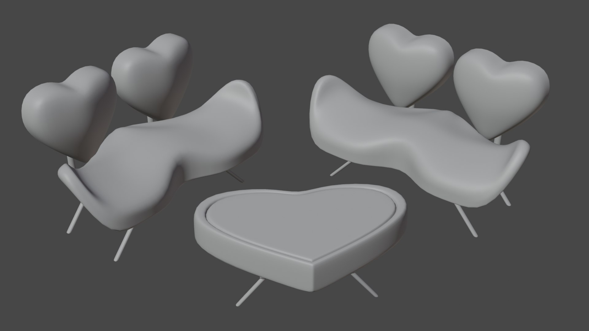 HEART SHAPE MODERN SOFA LOW-POLY PBR 3D MODEL Model - TurboSquid 2177383